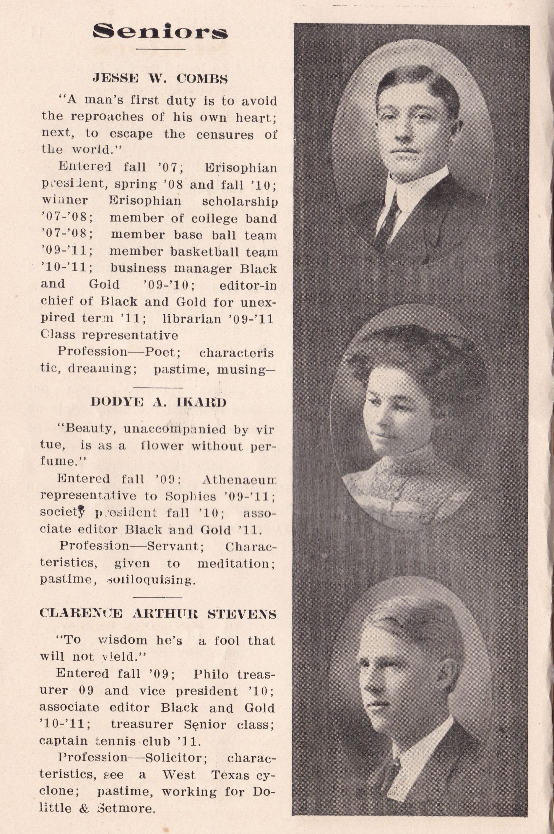 Decatur Baptist College Yearbooks 1910-1911